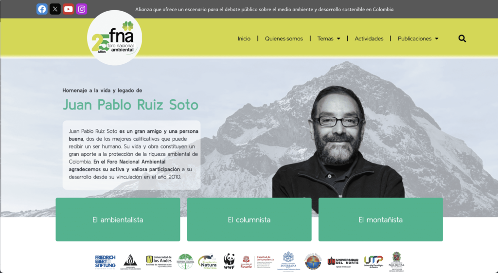 Homenaje A Juan Pablo Ruiz Soto Foro Nacional Ambiental